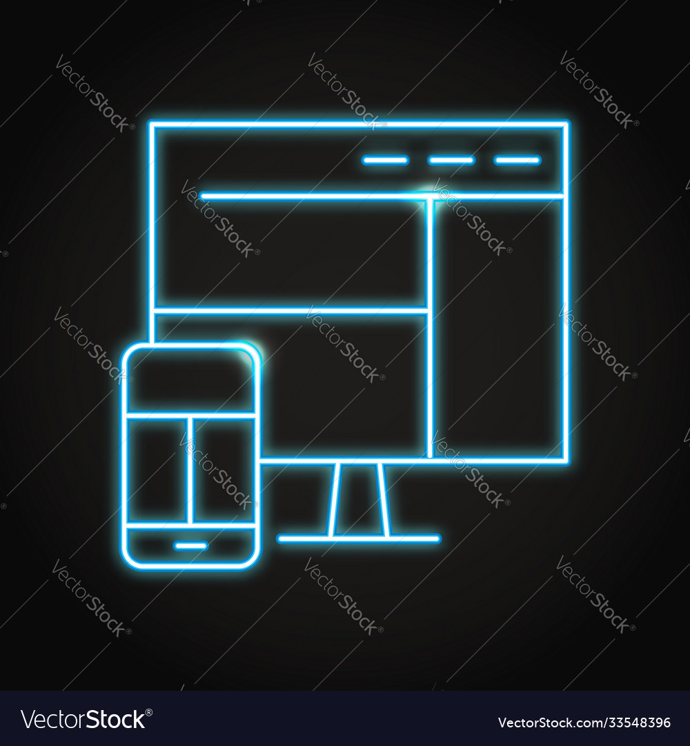 Responsive design icon in neon line style Vector Image
