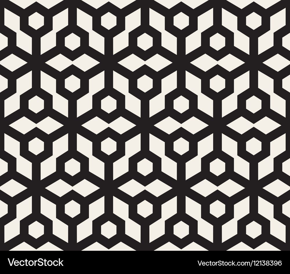 Seamless black and white geometric hexagon Vector Image