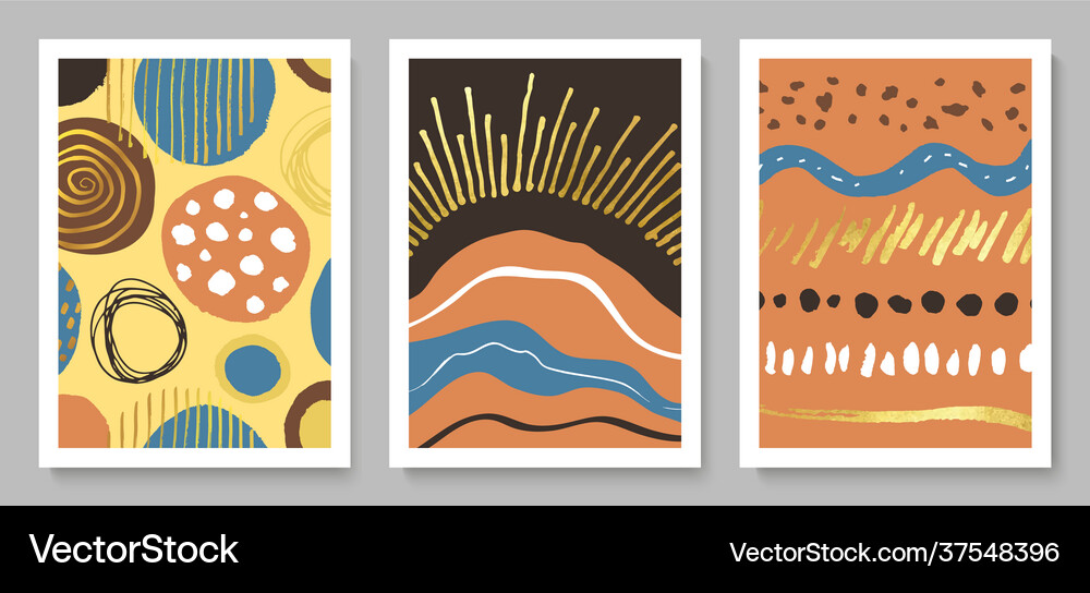 Set modern cards with hand drawn details Vector Image