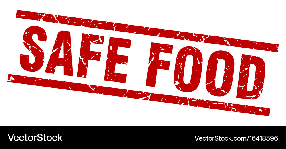 Square grunge red safe food stamp Royalty Free Vector Image