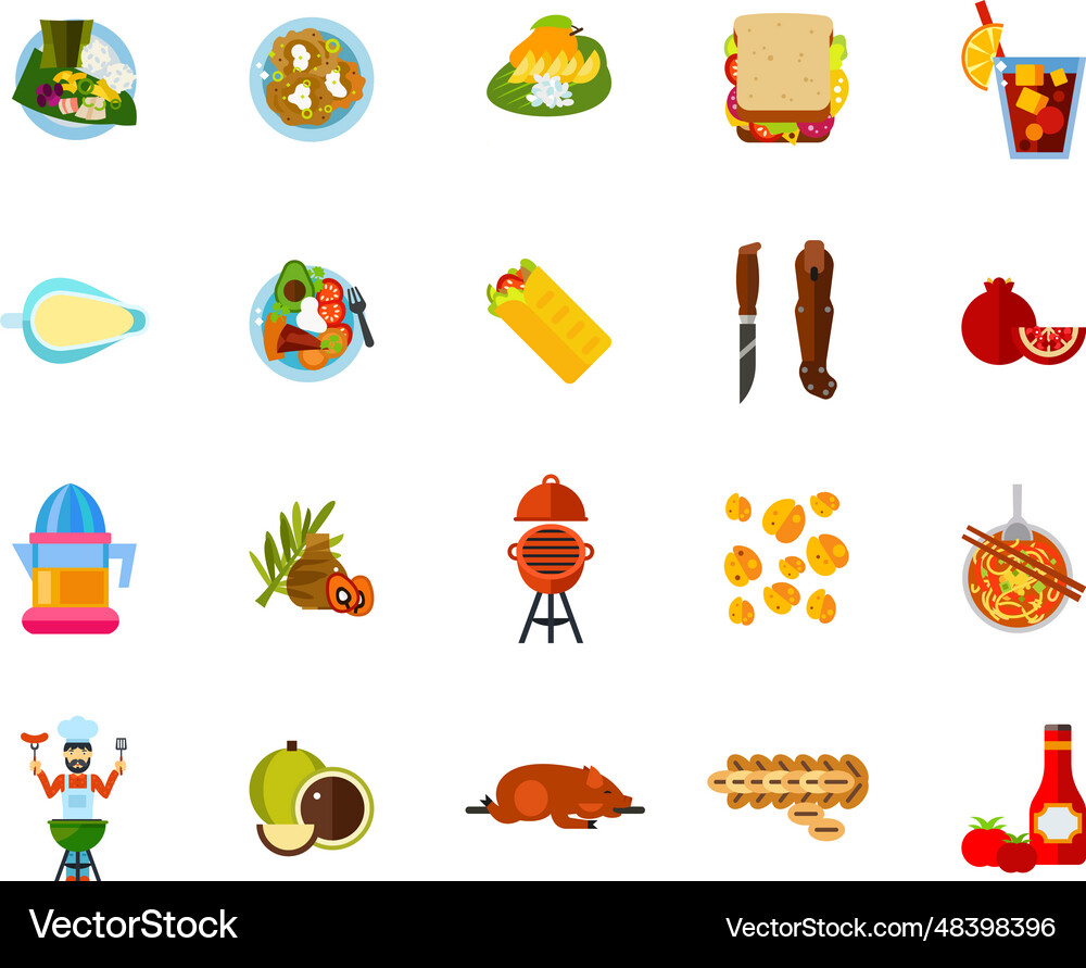 Traditional food icon set Royalty Free Vector Image