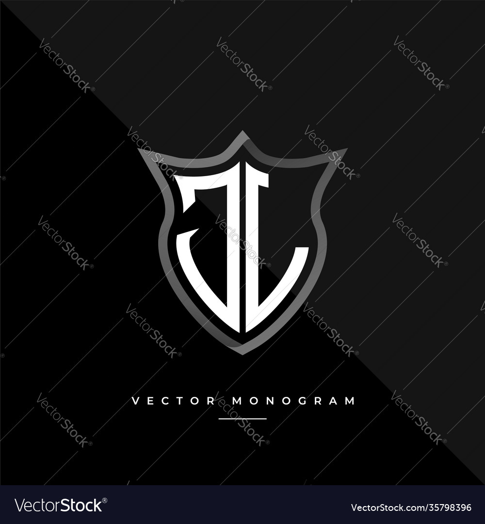 Trendy jl monogram on shield isolated dark Vector Image