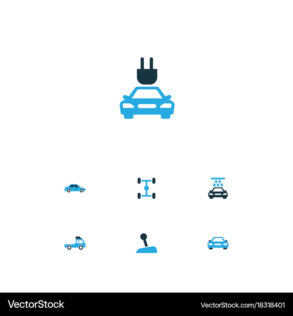 Auto colorful icons set collection car Royalty Free Vector