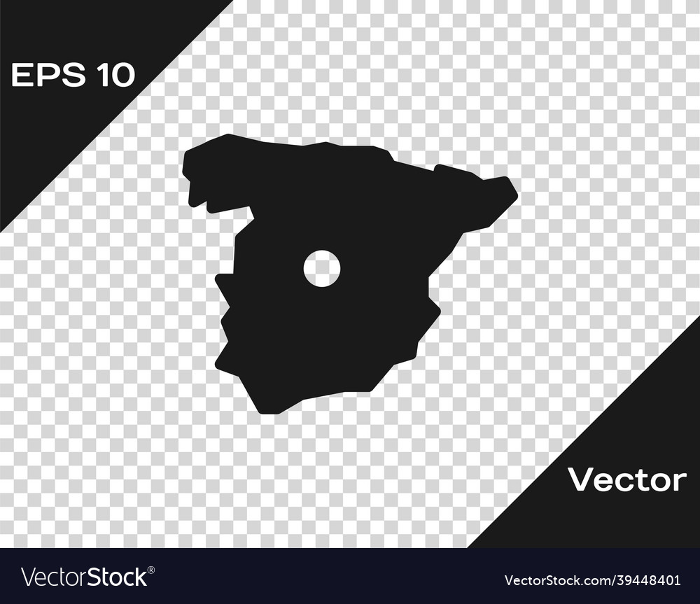 Black map of spain icon isolated on transparent Vector Image
