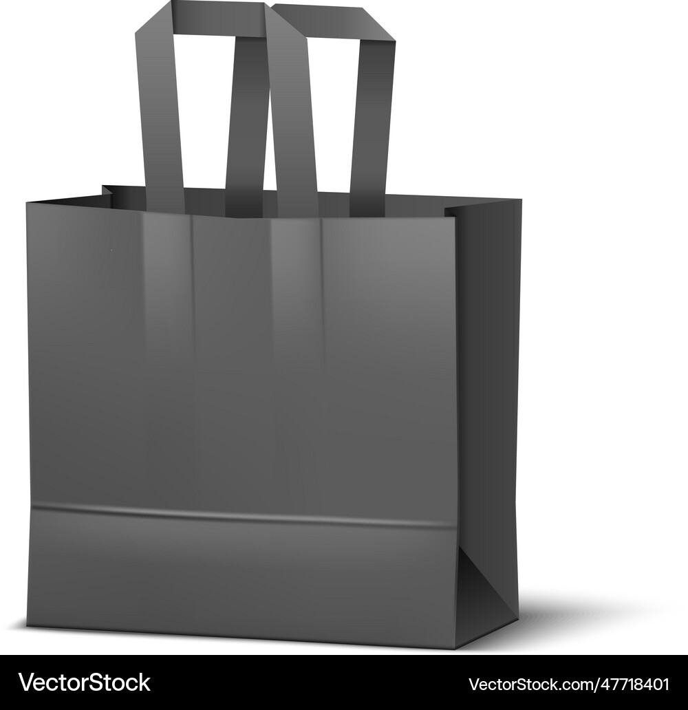 Black reusable shopping bag with handles Vector Image