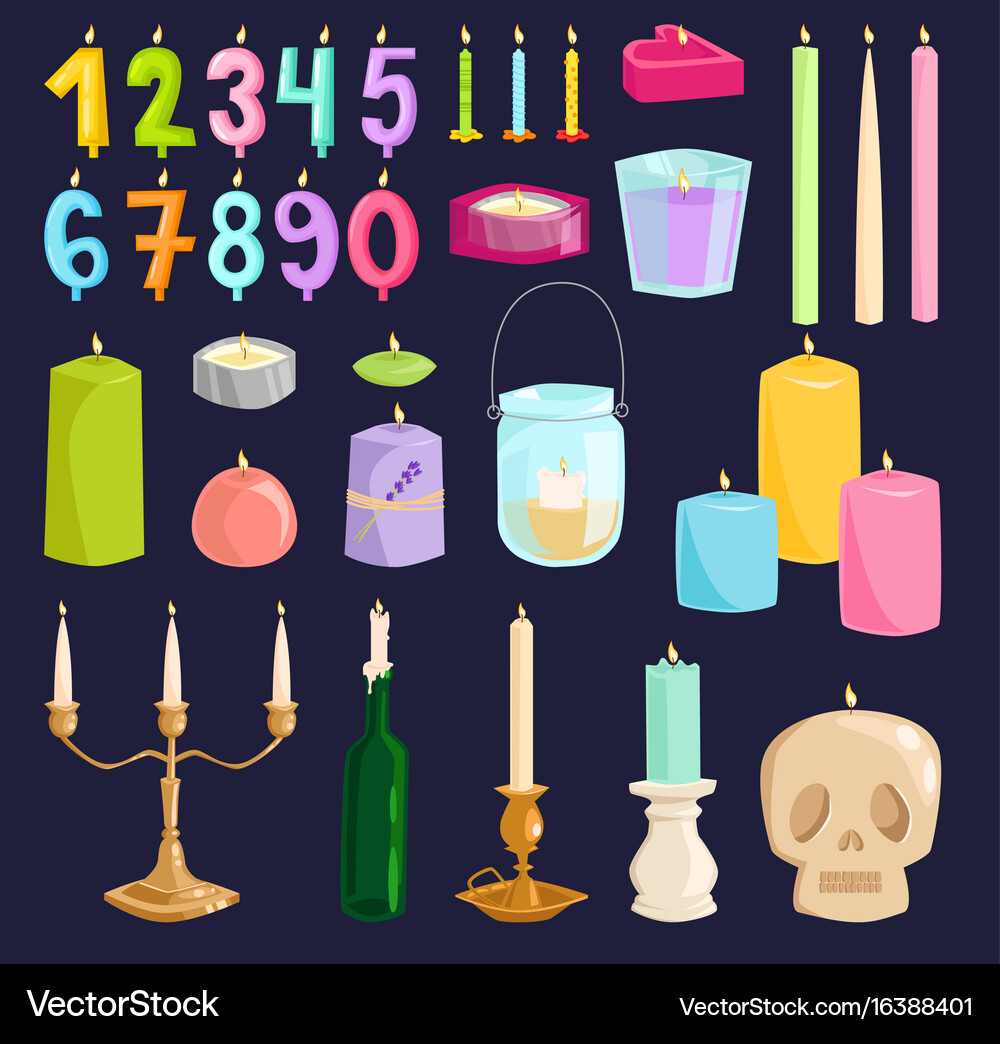 Candle numbers with bone fire Royalty Free Vector Image