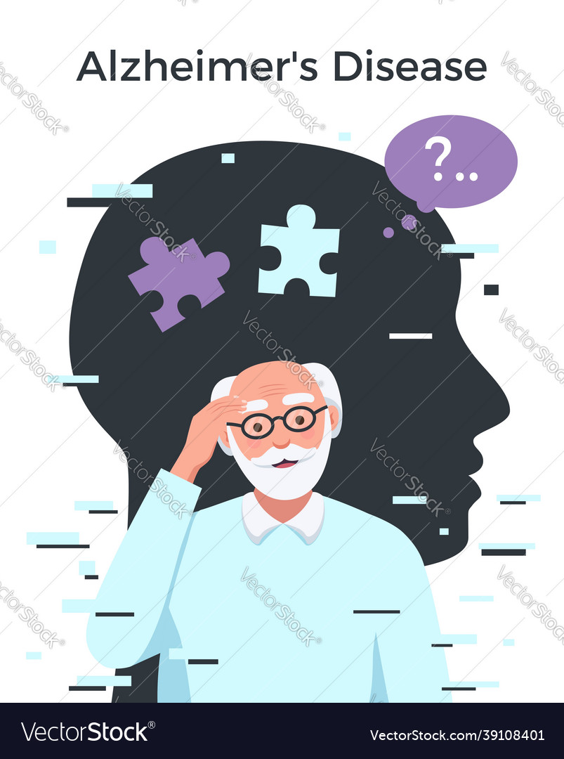 Dementia flat concept Royalty Free Vector Image