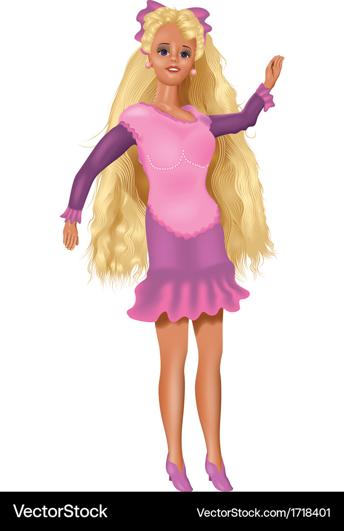 Doll In Pink Dress Royalty Free Vector Image - VectorStock