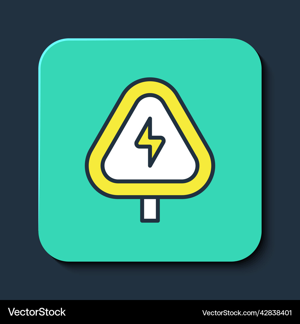 Filled outline high voltage sign icon isolated Vector Image