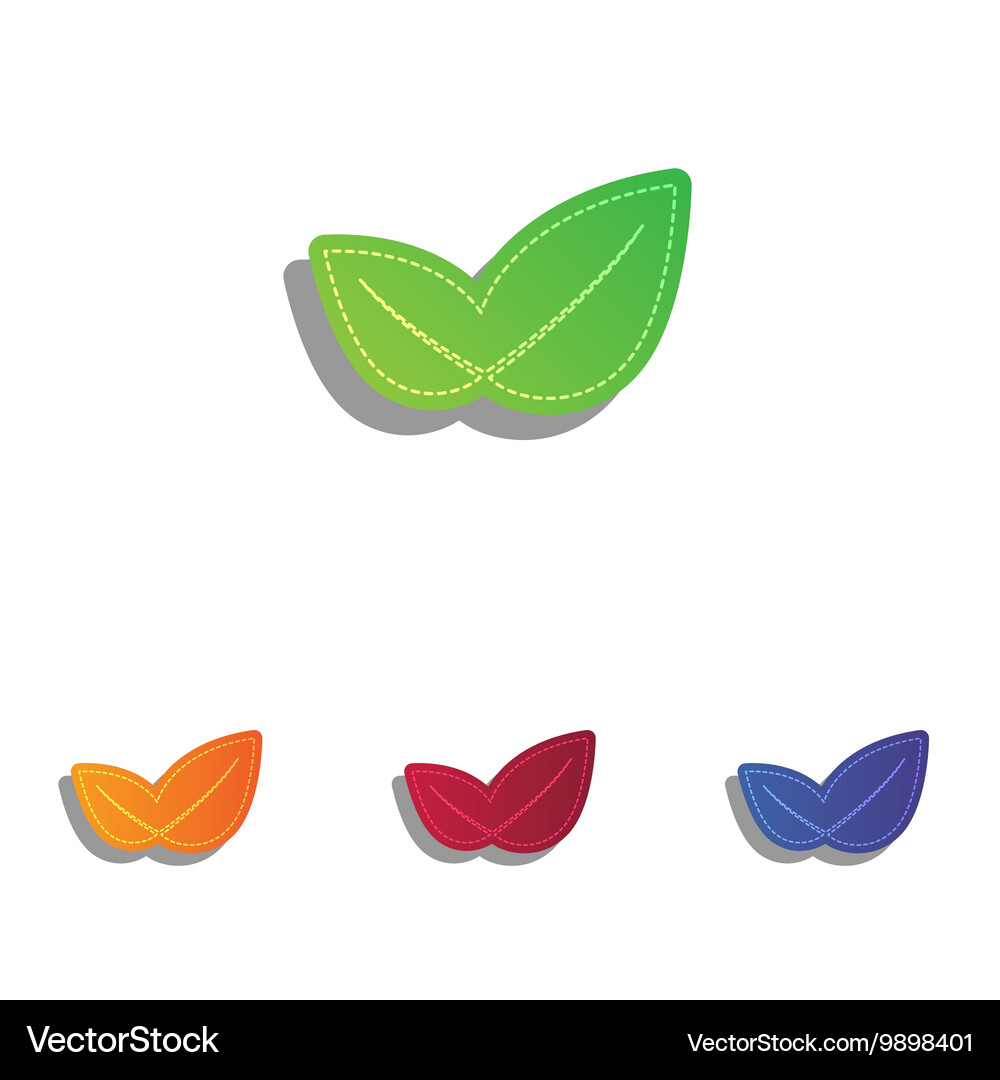 Leaf sign colorful applique icons Royalty Free Vector Image