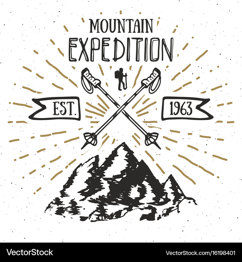 Mountain expedition vintage label retro badge Vector Image