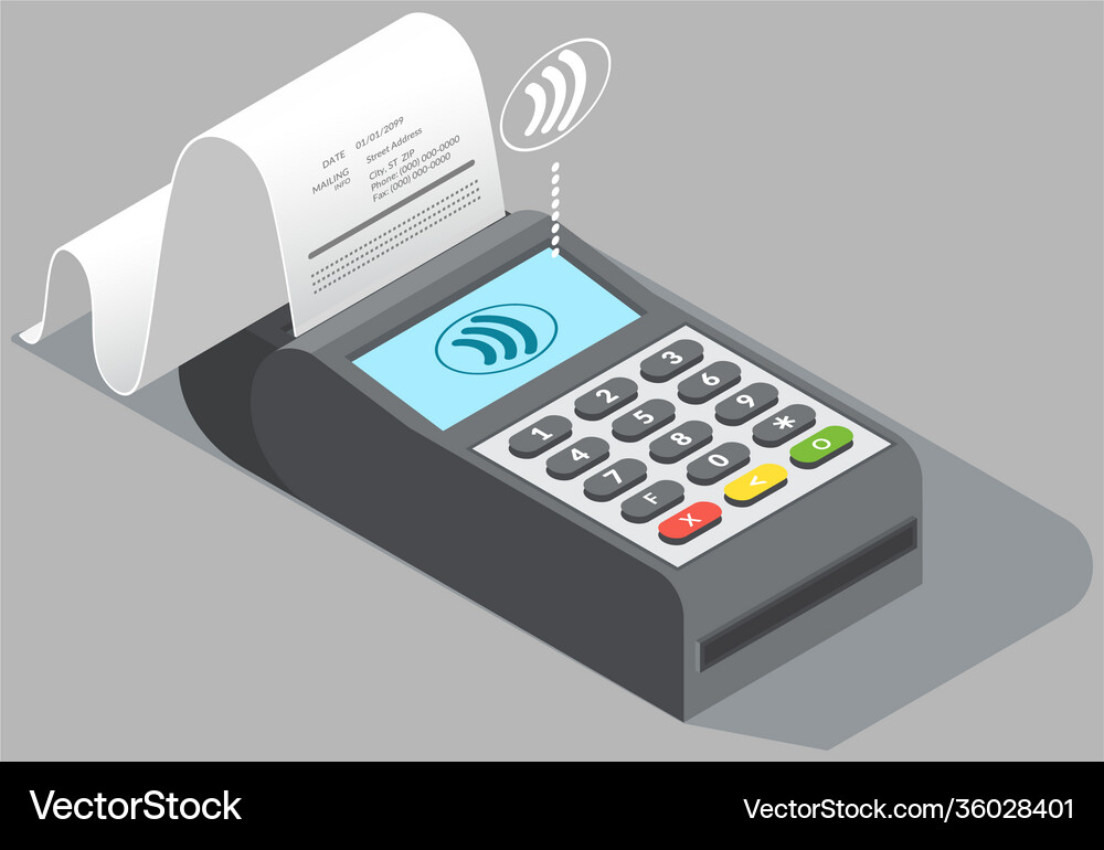 Payment terminal with check for retail sale Vector Image