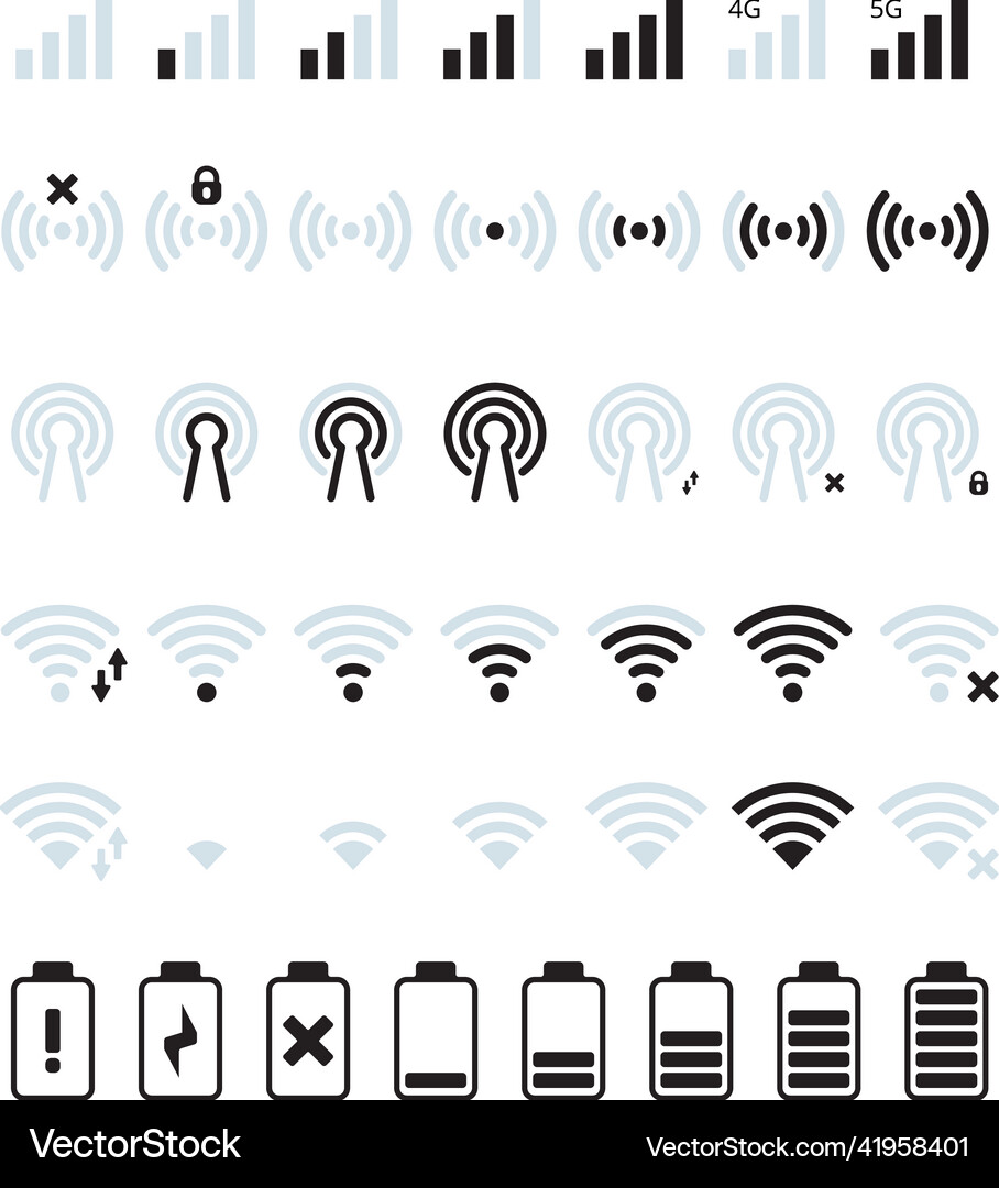 Phone mobile signal wifi and mobile status bar Vector Image