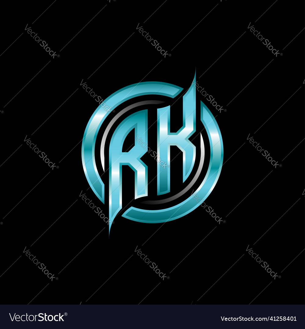 Rk initial monogram logo circle rounded Royalty Free Vector