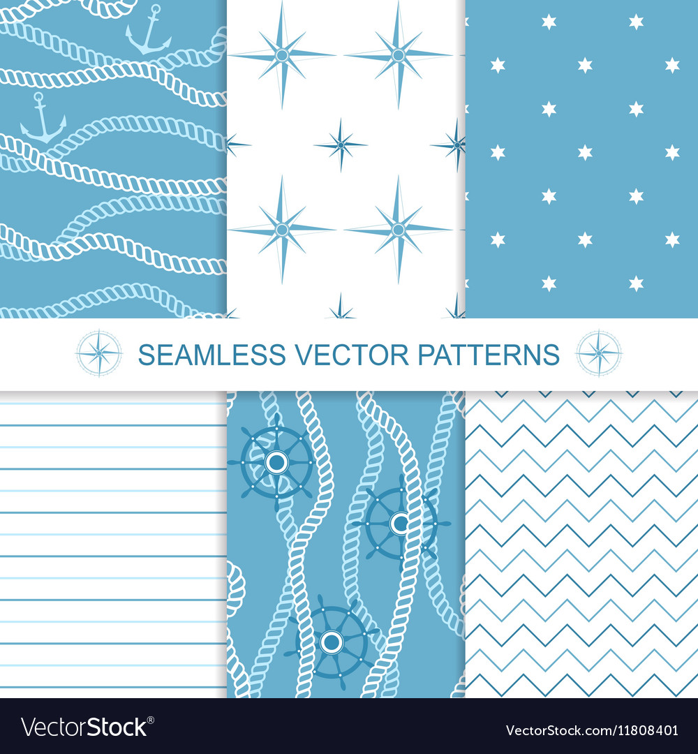 Set of sea and nautical backgrounds in blue Vector Image