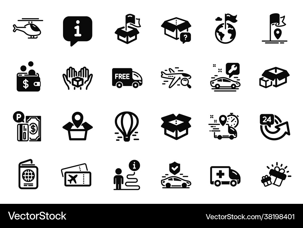 Set transportation icons related to gift Vector Image