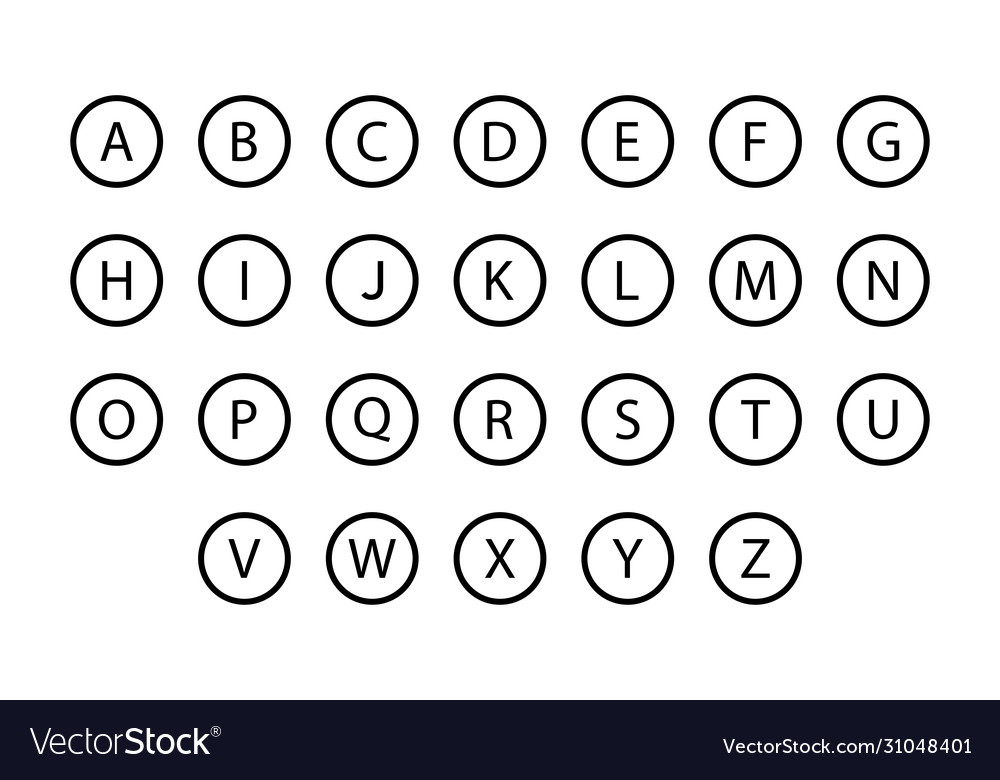 Simple alphabet in rounds on white background Vector Image