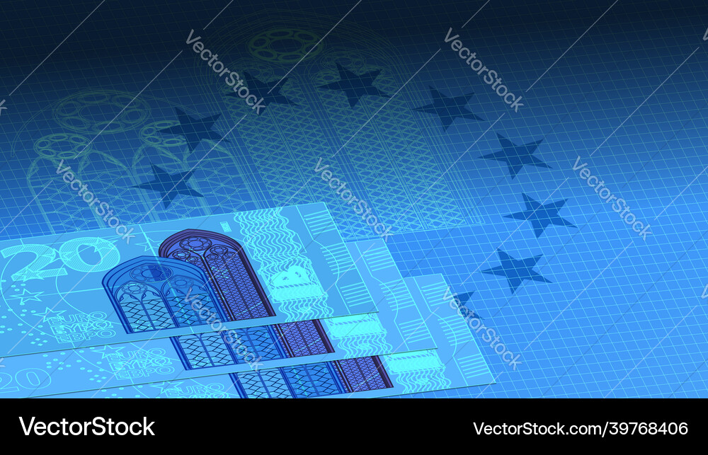 3d blueprint sheet schematically eu paper money Vector Image