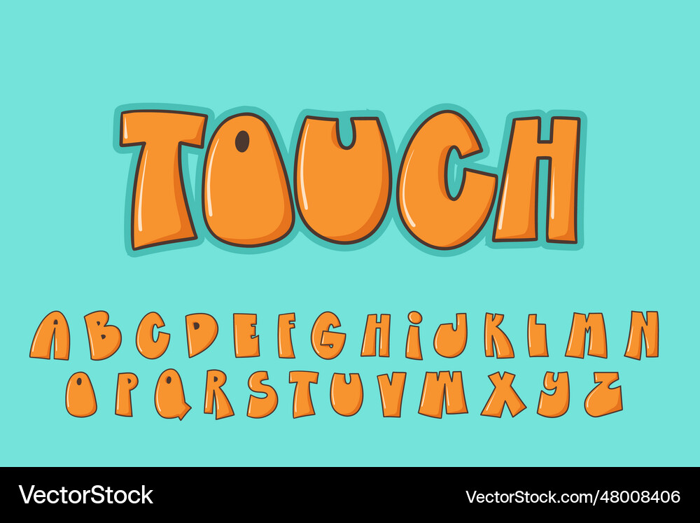 Alphabet orange fat graffiti cartoon Royalty Free Vector