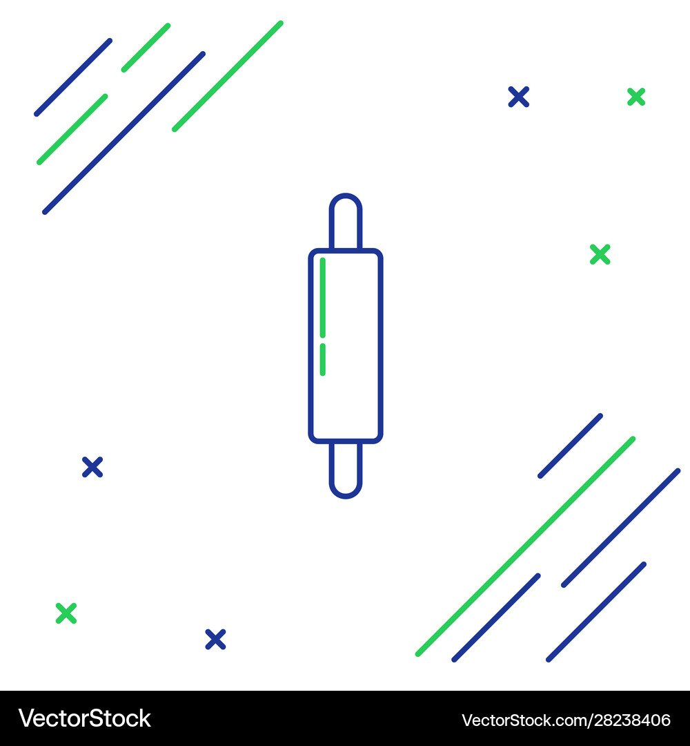 Blue and green line rolling pin icon isolated Vector Image
