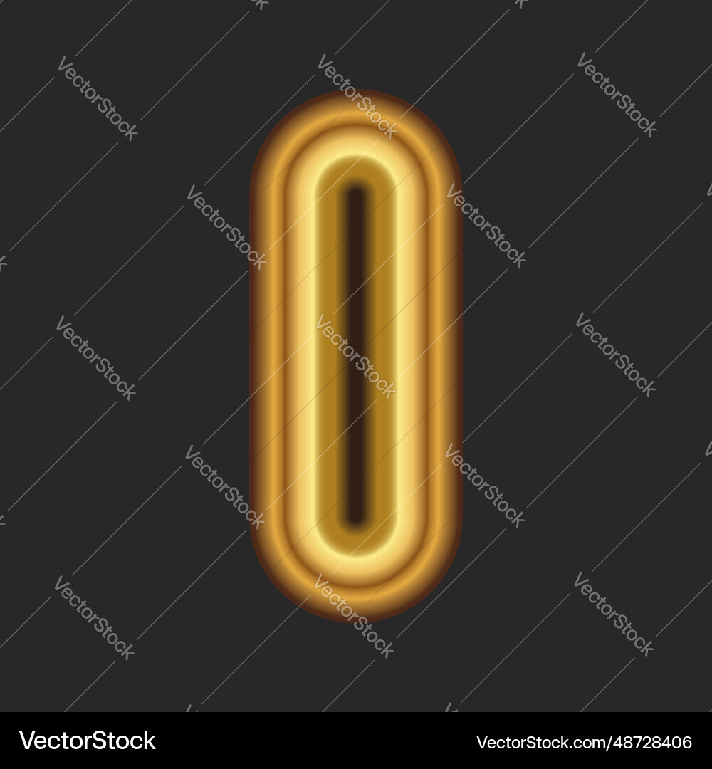 Bold golden letter o or 0 number monogram smooth Vector Image