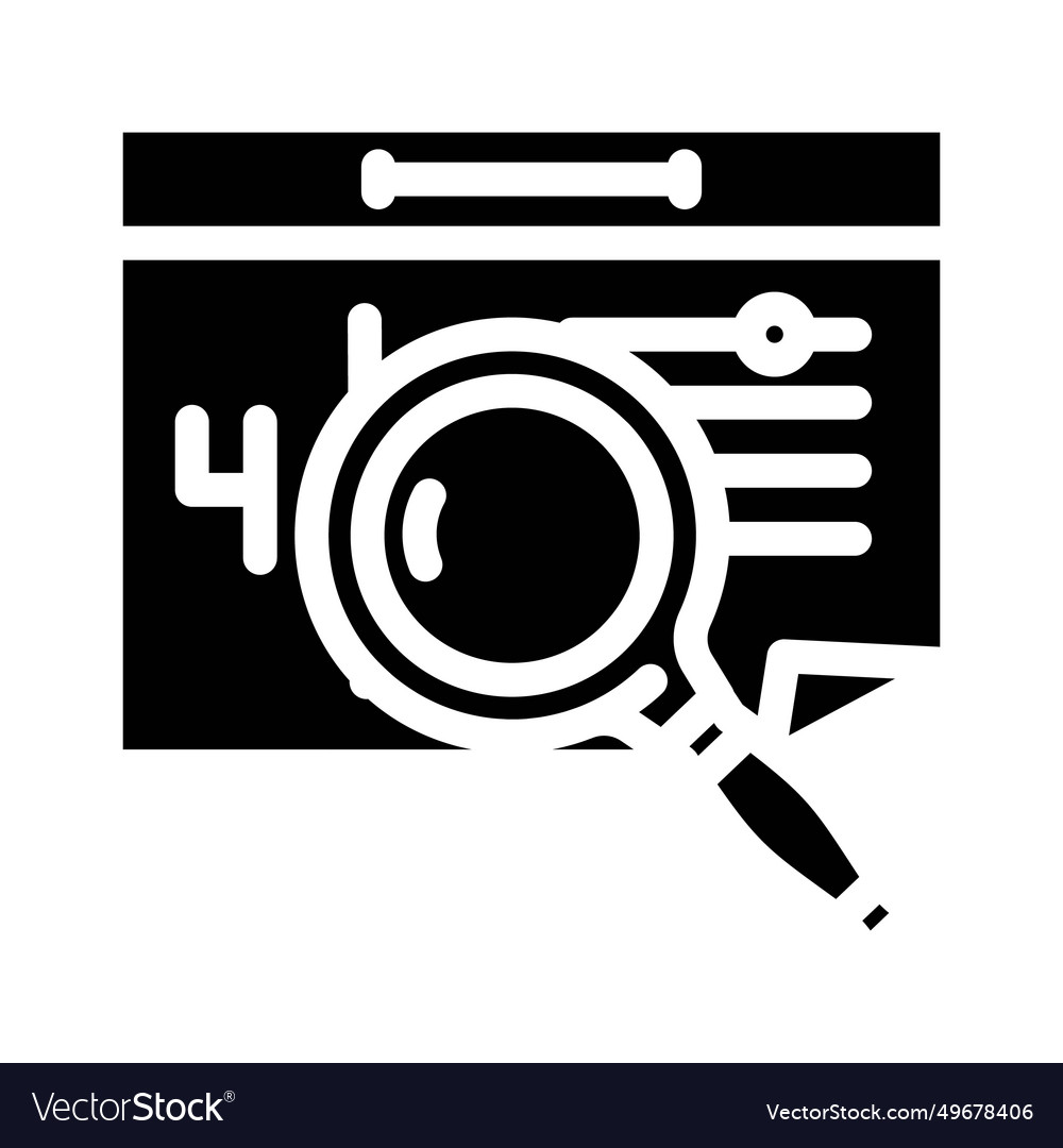 Calendar search magnifying glass glyph icon Vector Image
