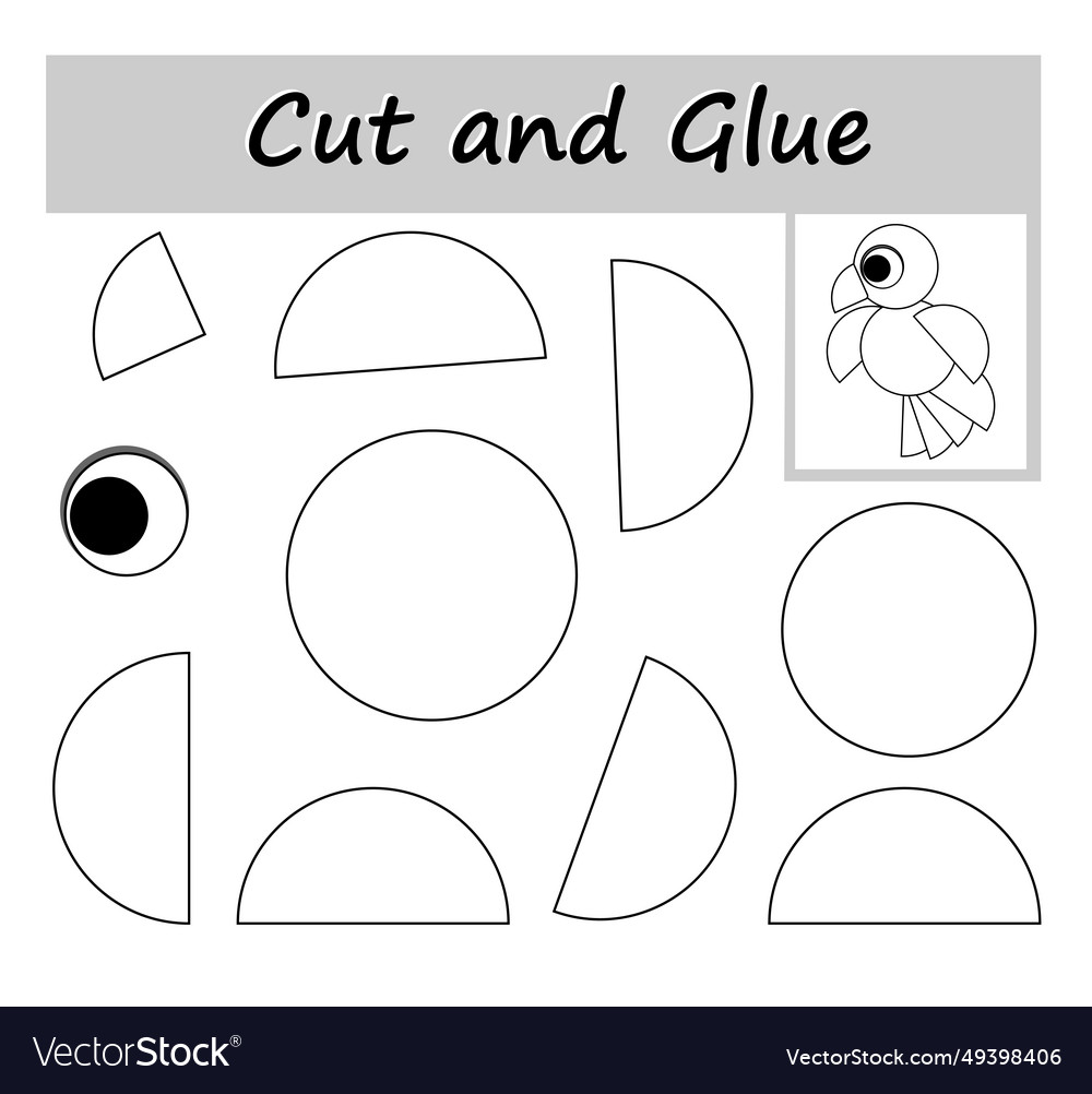 Color cut parts of the image and glue on paper Vector Image