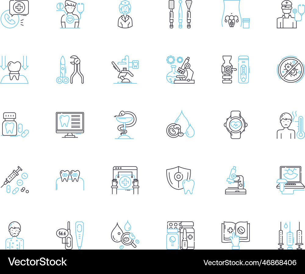 Community medicine linear icons set prevention Vector Image