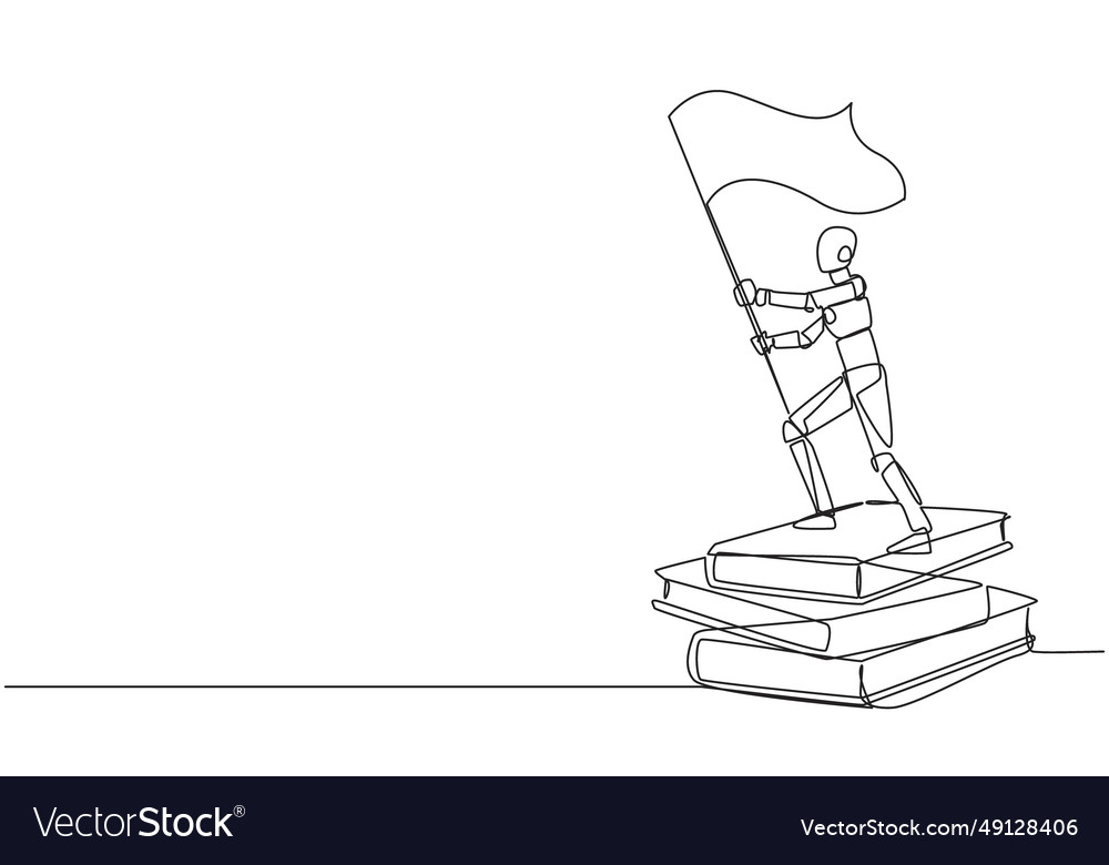 Continuous one line drawing robots standing Vector Image