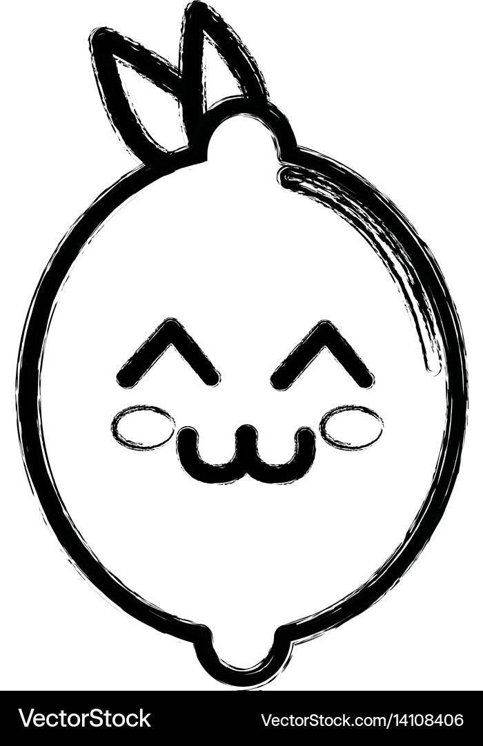 Contour kawaii nice happy lemon icon Royalty Free Vector