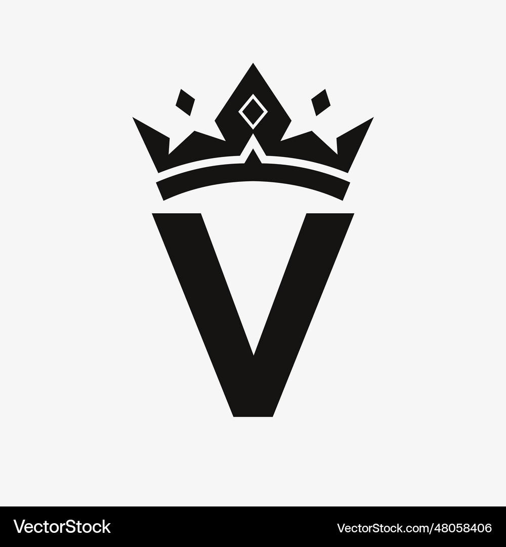 Crown logo on letter v template for beauty Vector Image