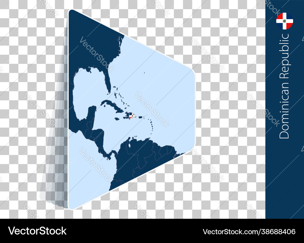Dominican republic map and flag on transparent Vector Image