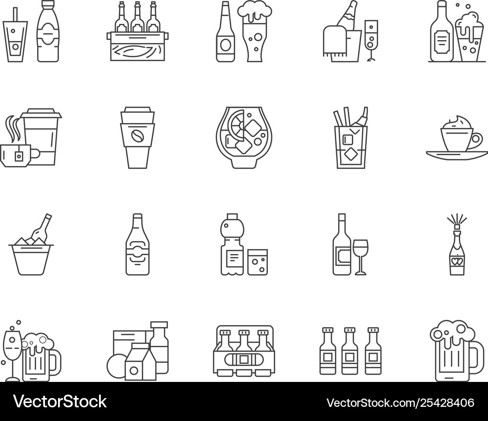 Drinks line icons signs set outline Royalty Free Vector