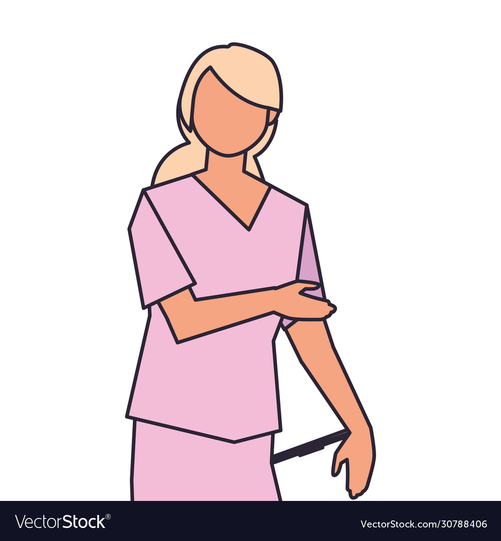 Female Doctor Standing Medical Staff Line Vector Image