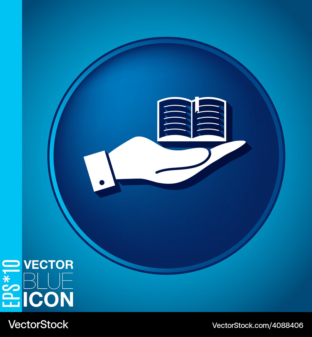 Hand holding a open book sign education sign Vector Image