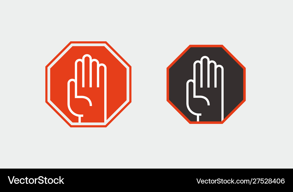 Hand stop sign icon set symbols Royalty Free Vector Image