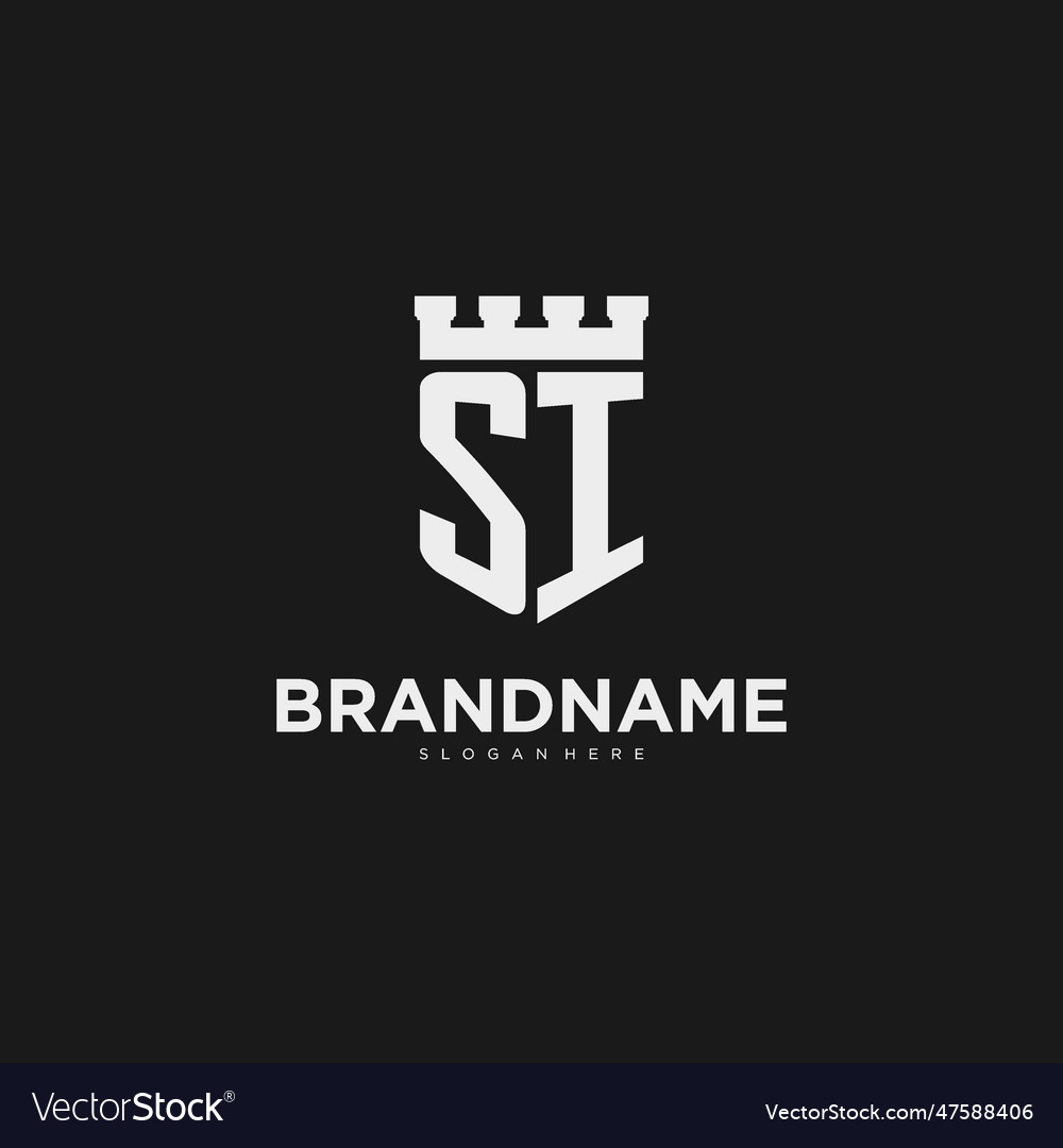 Initials si logo monogram with shield Royalty Free Vector