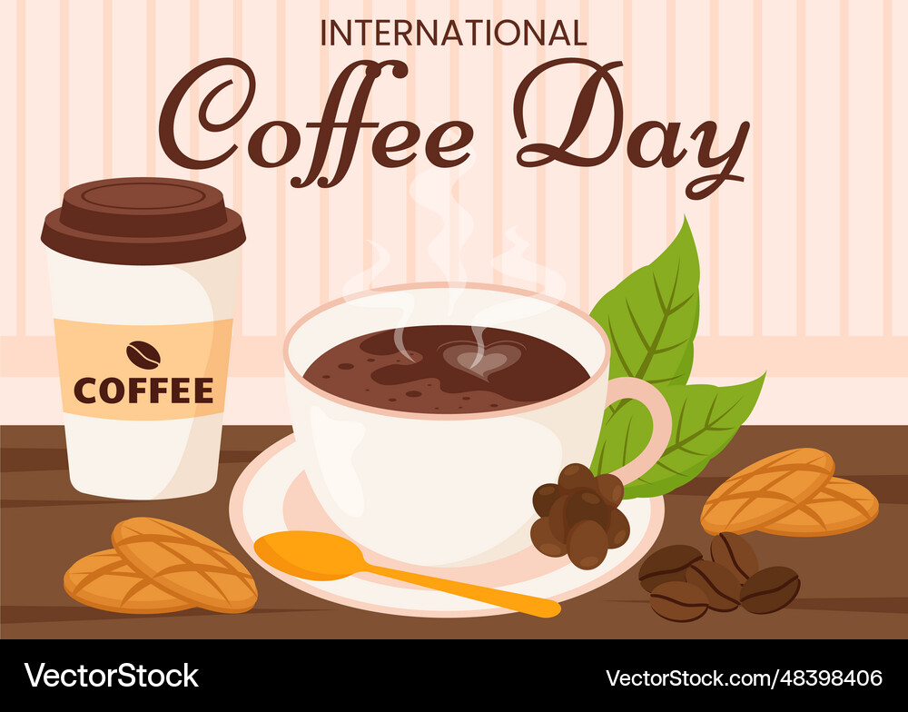 International coffee day on 1st october Royalty Free Vector