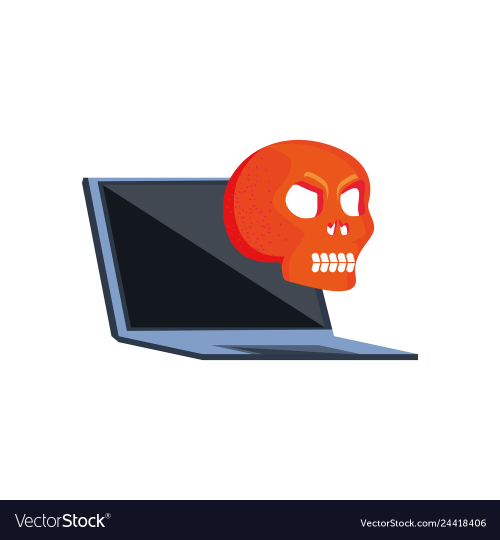 Laptop computer with virus attack Royalty Free Vector Image