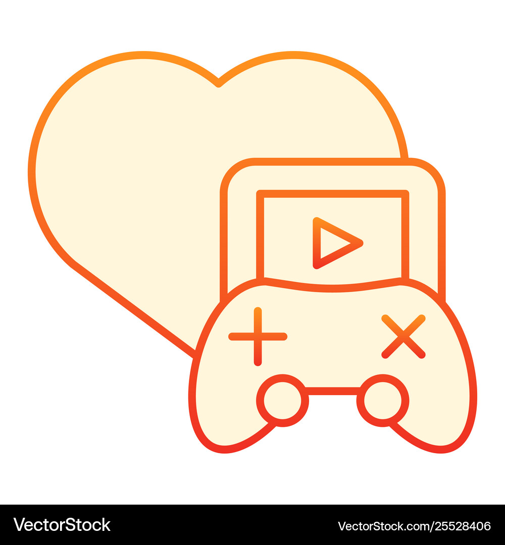 Love gaming flat icon stream game orange icons Vector Image