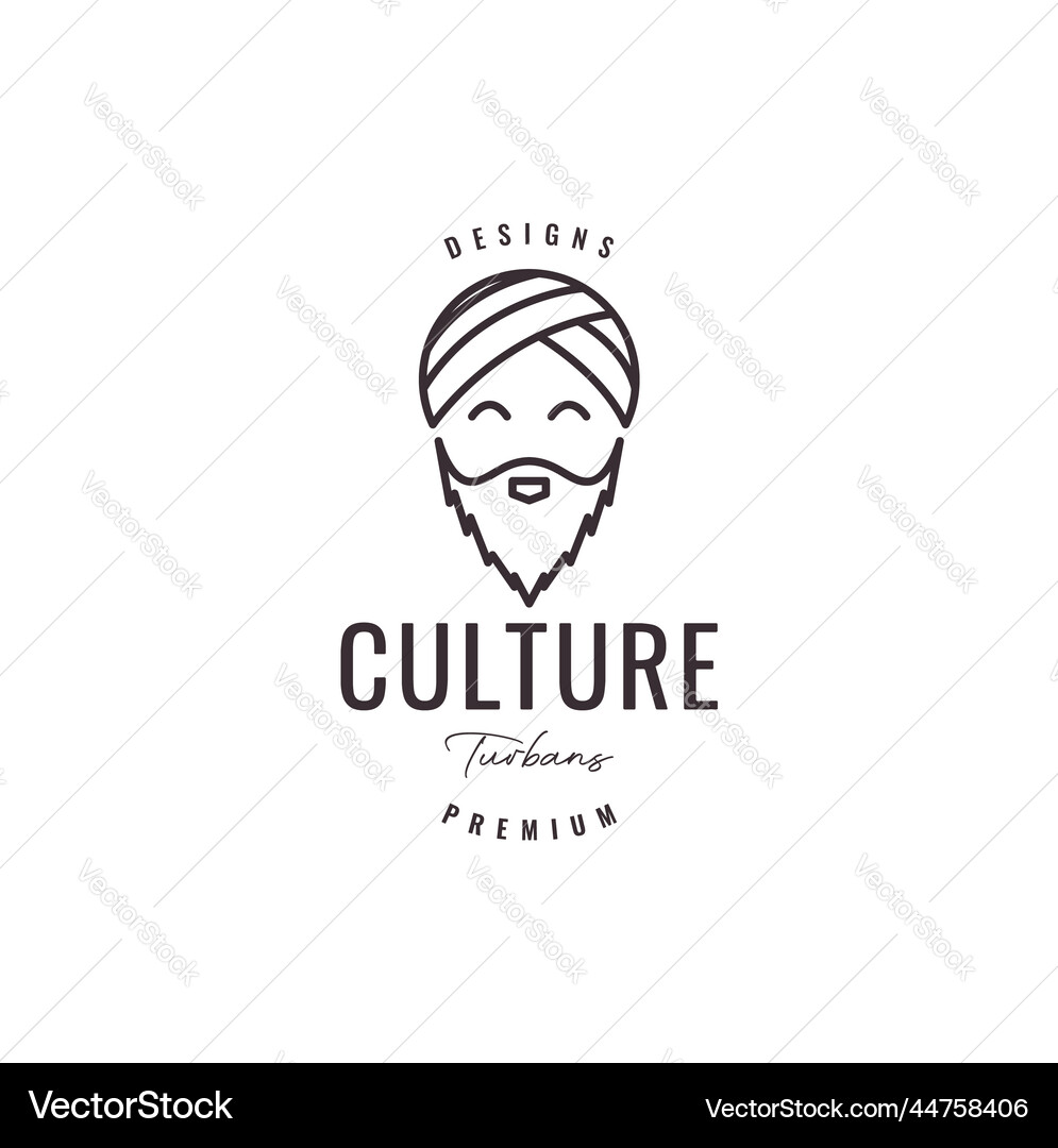 Old man with turbans line minimal logo design Vector Image