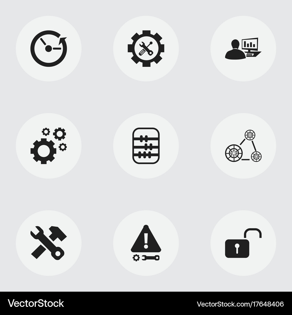 Set of 9 editable tool icons includes symbols Vector Image