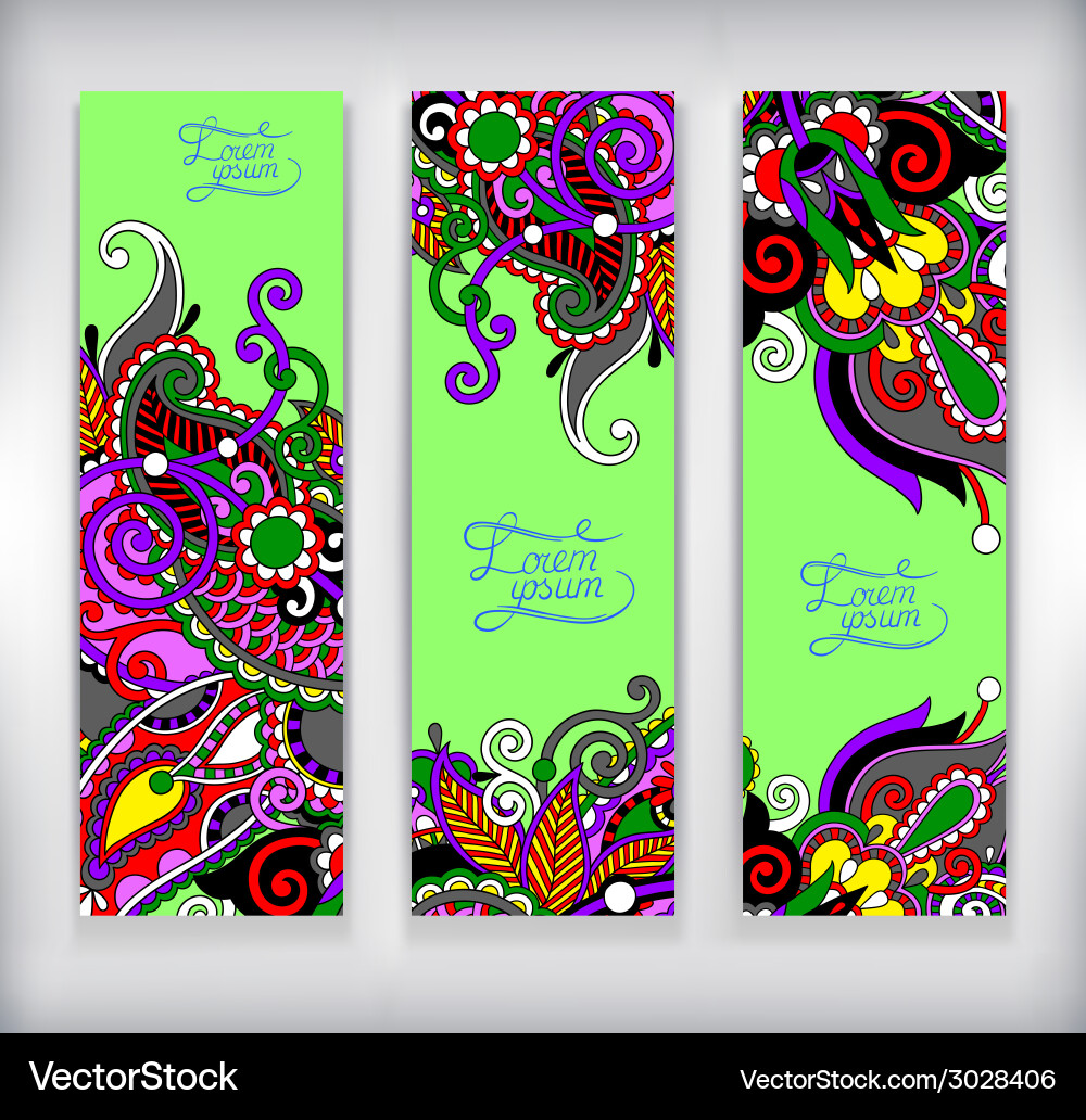 Set of decorative flower template banner card web Vector Image