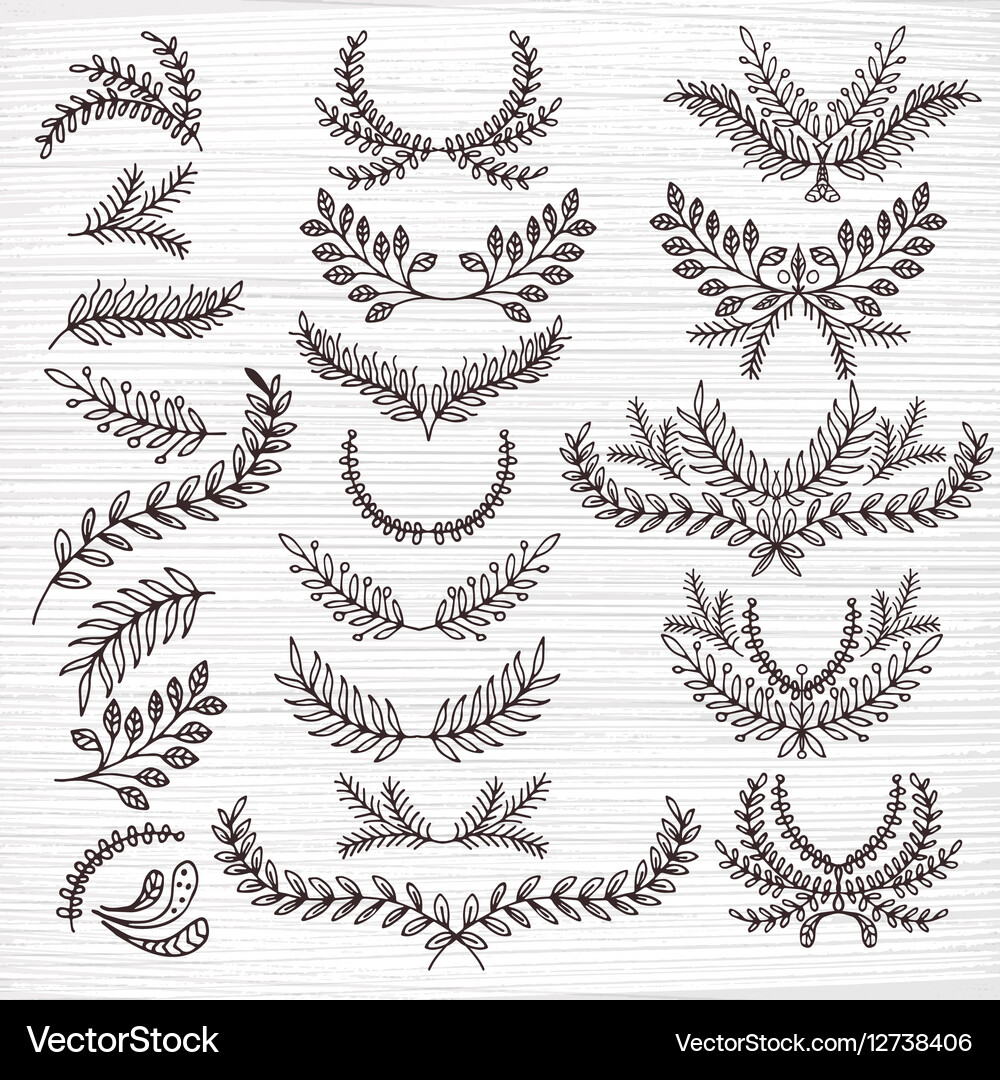 Set of hand-painted twigs Royalty Free Vector Image