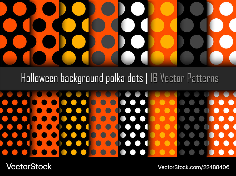Set of patterns halloween polka dots Royalty Free Vector