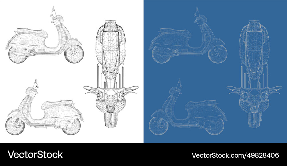 Top view retro classic motorcycle scooter matic Vector Image