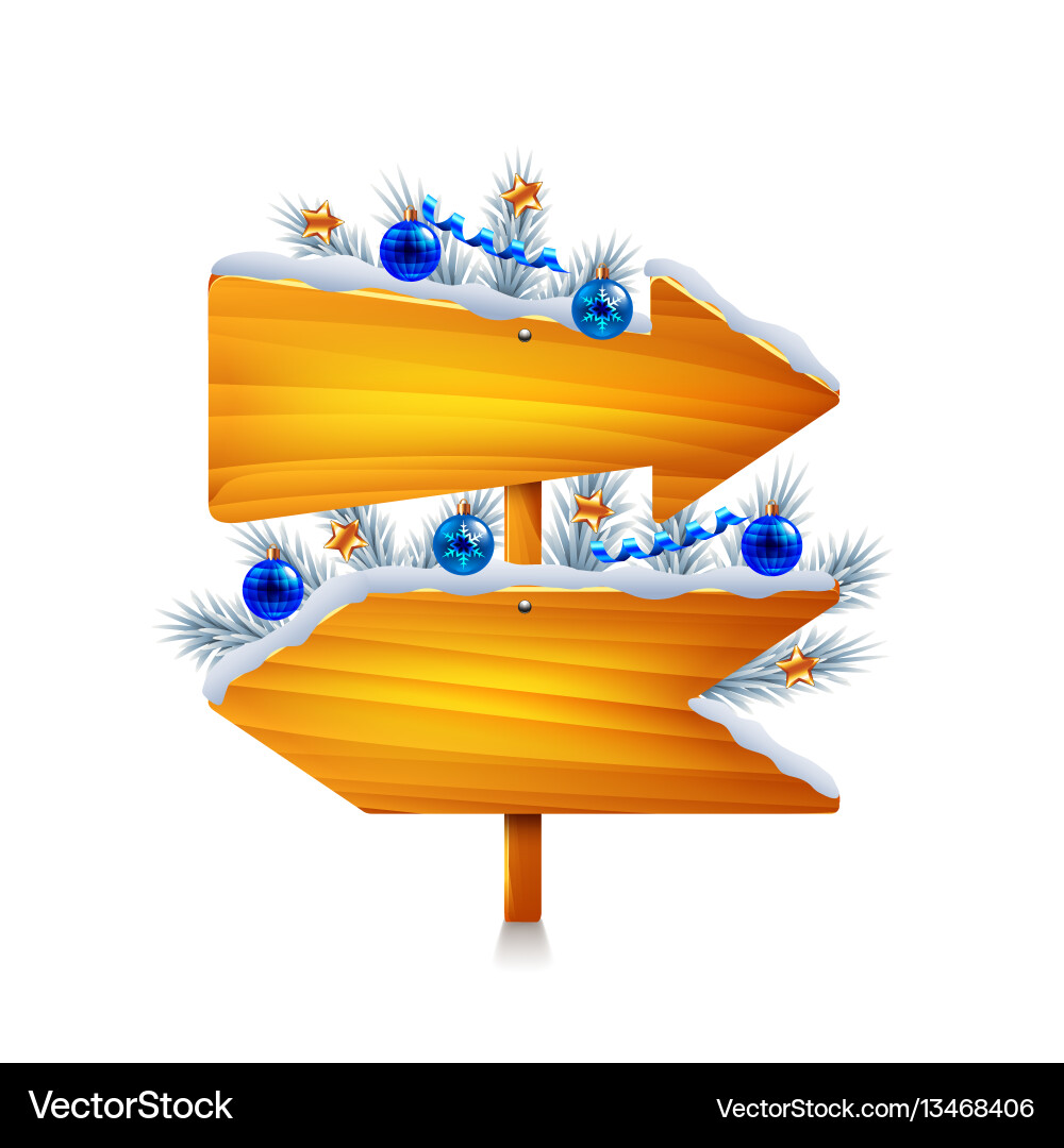 Two christmas wooden arrows isolated Royalty Free Vector