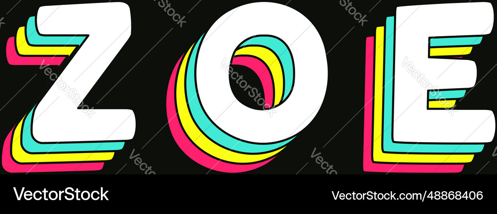 Zoe - retro rainbow typography faded style Vector Image