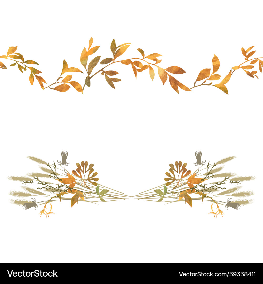 Autumn seamless border and floral composition Vector Image