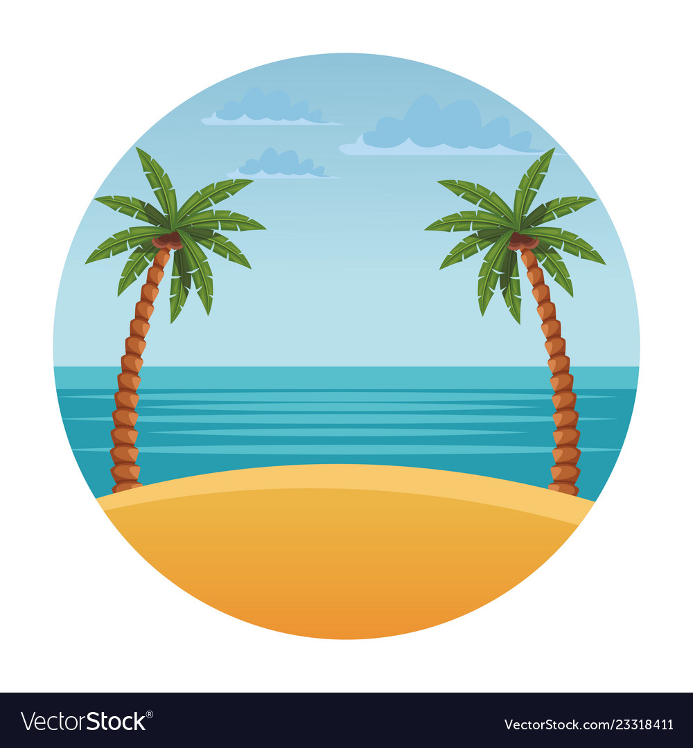 Beach landscape with palm Royalty Free Vector Image